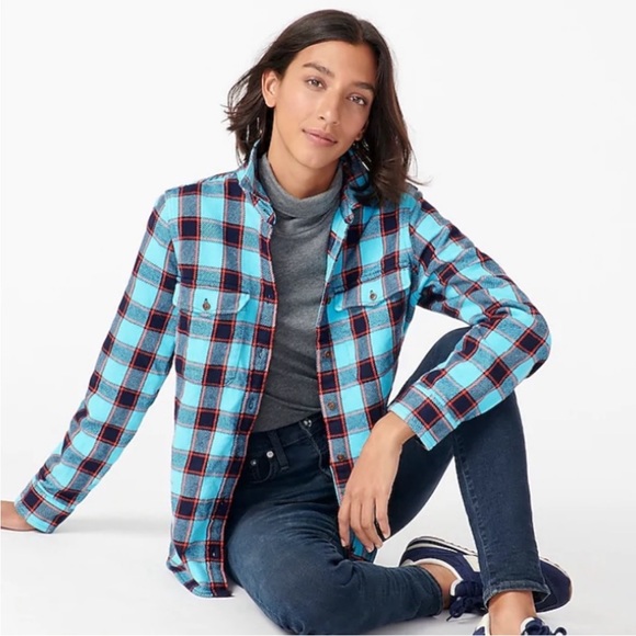 J. Crew | Tops | Jcrew Shirtjacket In Stanton Plaid Flannel | Poshmark